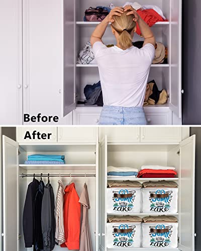 Storage Bins Cubes Waterproof Cloth Storage Basket, Paddle Go Jump the Lake Foldable Storage Bags for Shelf Closet Clothes Storage Organizers with Handles 15x11x9.5 in Summer Bush Forest Illuatraction