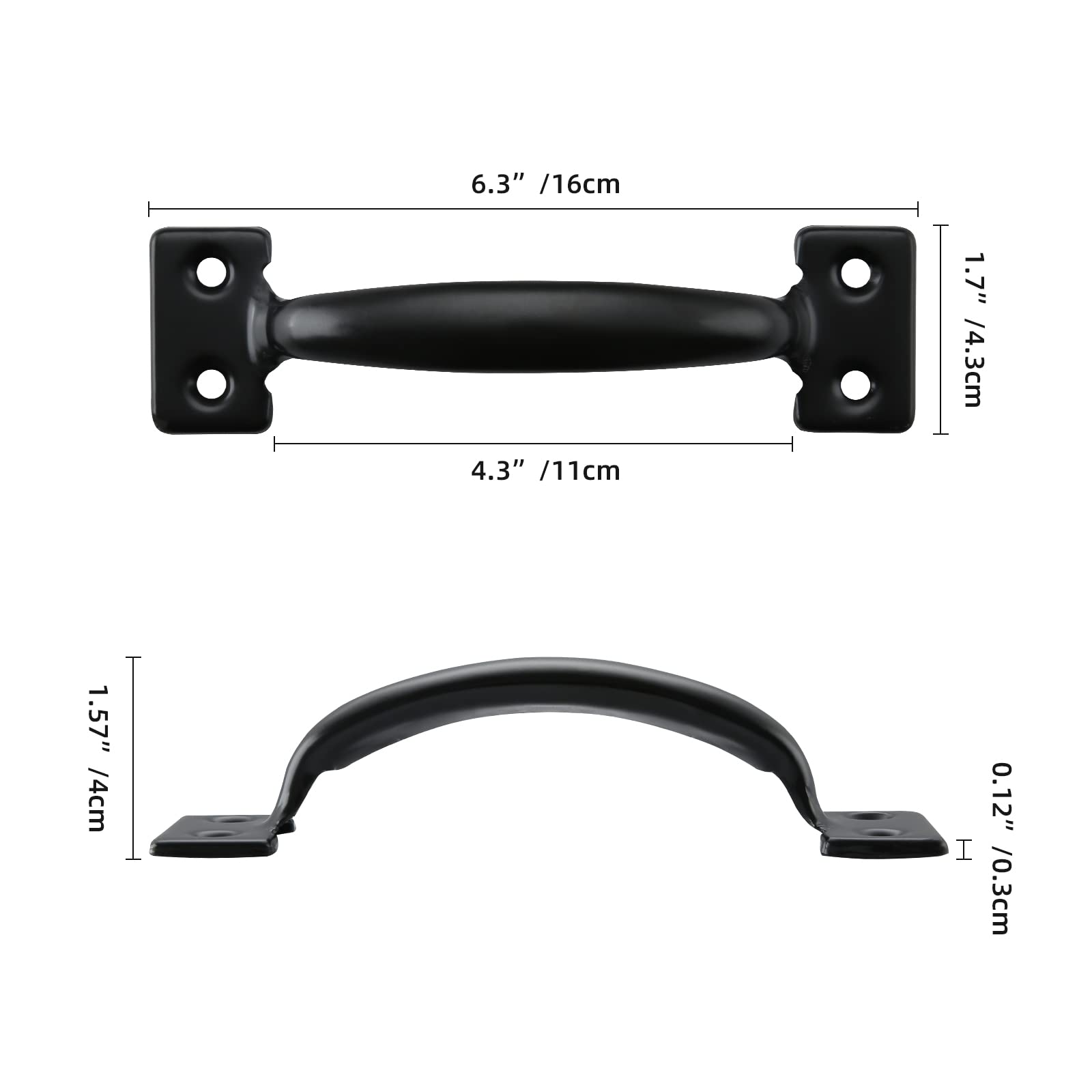 HOME MASTER HARDWARE 20 Pack 6-1/2 inch Gate Pull Door Handles Metal Gate Pulls Kitchen Furniture Cabinet Wardrobe Closet Drawer Handle Black with Screws