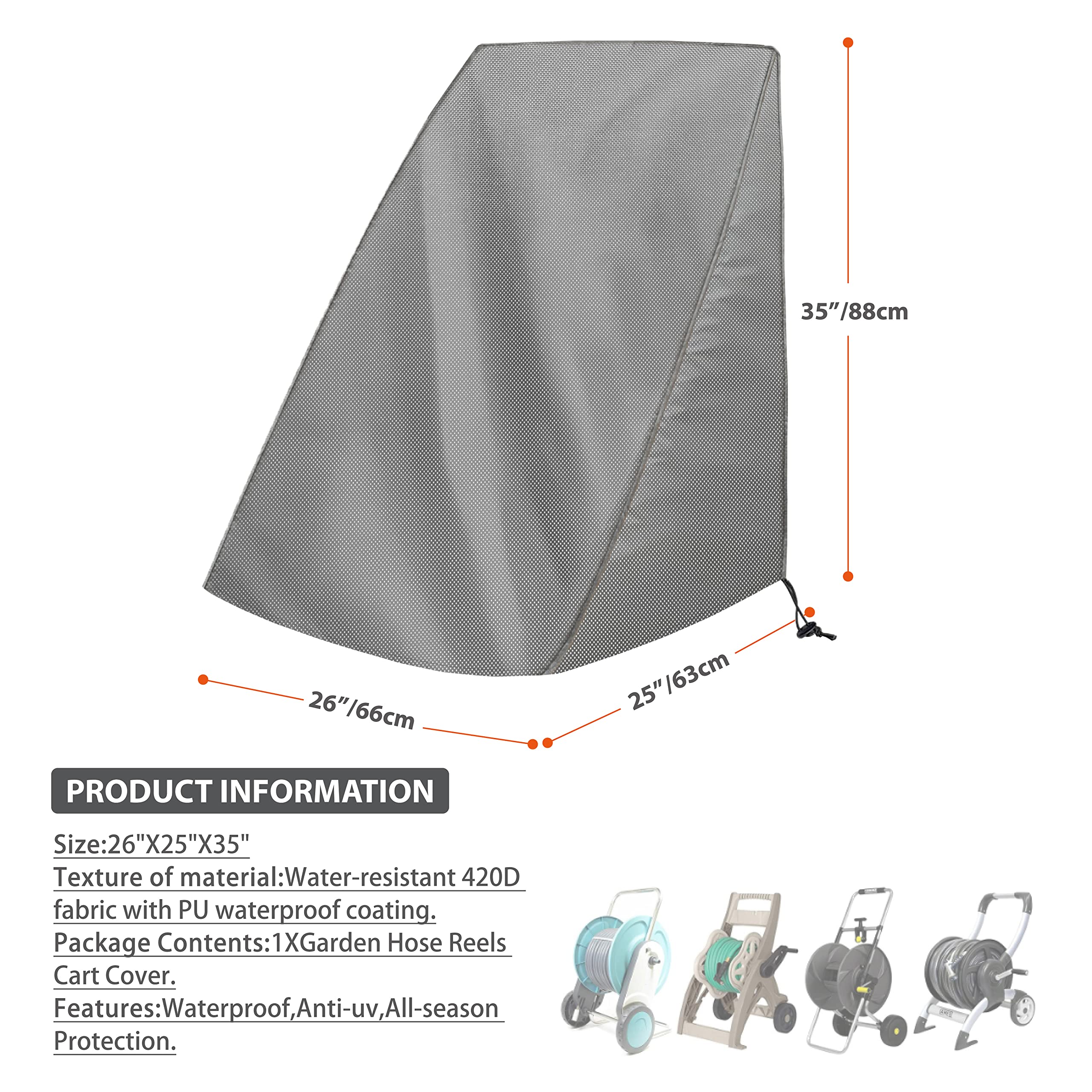 Aaaspark Veranda Patio Free Standing Portable Garden Hose Reel Cover,Protect Your Hose Reel and Prolong Its Life(25.9" x24.8" x 34.6")