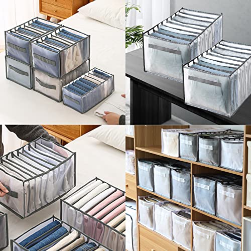 Duyoku Clothes Organizer - Dresser Drawer Organizers 2PCS, Drawer Organizer Clothes, 9 Grids Closet Storage, Washable, for Jeans, Pants, Sweater(GREY)