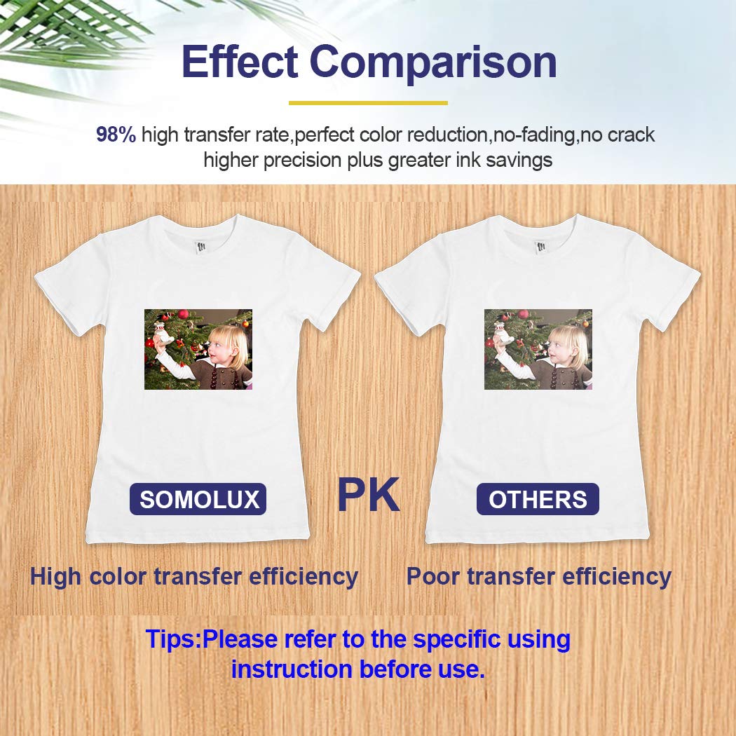 SOMOLUX Sublimation Paper 8.5" x 11" Heat Transfer Paper Compatible with Epson HP Canon Sawgrass Inkjet Printer for T-shirt and Ceramic Mugs and etc (100 Sheets)