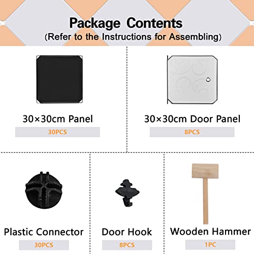 C&AHOME Cube Storage Organizer with Doors, 8-Cube Shelves, Closet Cabinet, DIY Plastic Modular Bookshelf, Storage Shelving Ideal for Bedroom, Living Room, 24.8" L × 12.4" W × 48.4" H Black UGSHS3008A