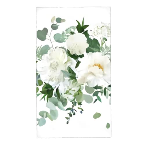 luxteen Silver Sage Green and White Flowers Hand Towels Face Towel Soft Thin Guest Towel Portable Kitchen Tea Towels 16x30 inchs Dish Washcloths Bath Decorations Housewarming Gifts