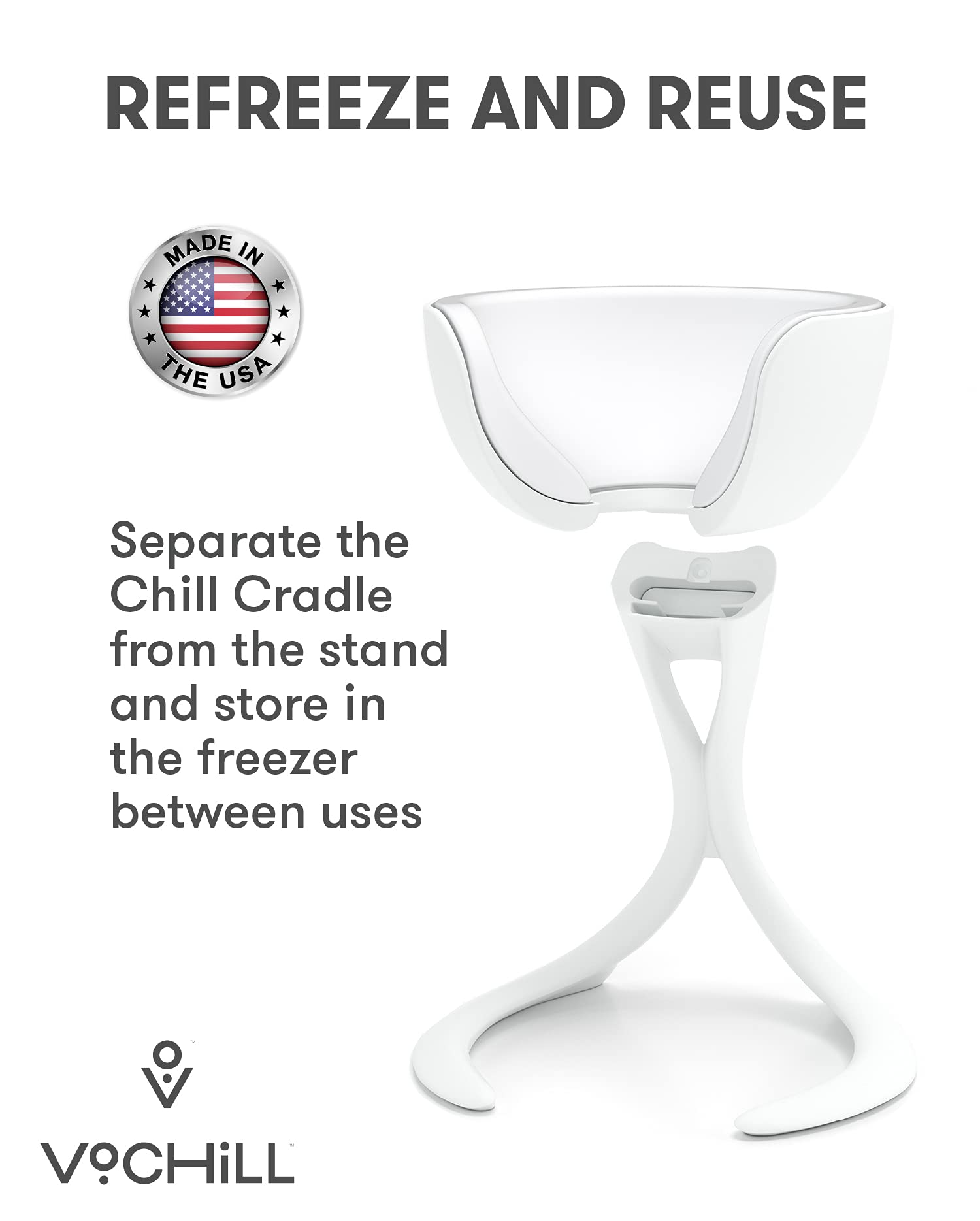 VoChill Stemmed Wine Glass Chiller | Smart & stylish | Radically cool wine tool – keeps wine perfectly chilled in your glass | Refreezable Chill Cradle actively chills (Quartz, Single VoChill)