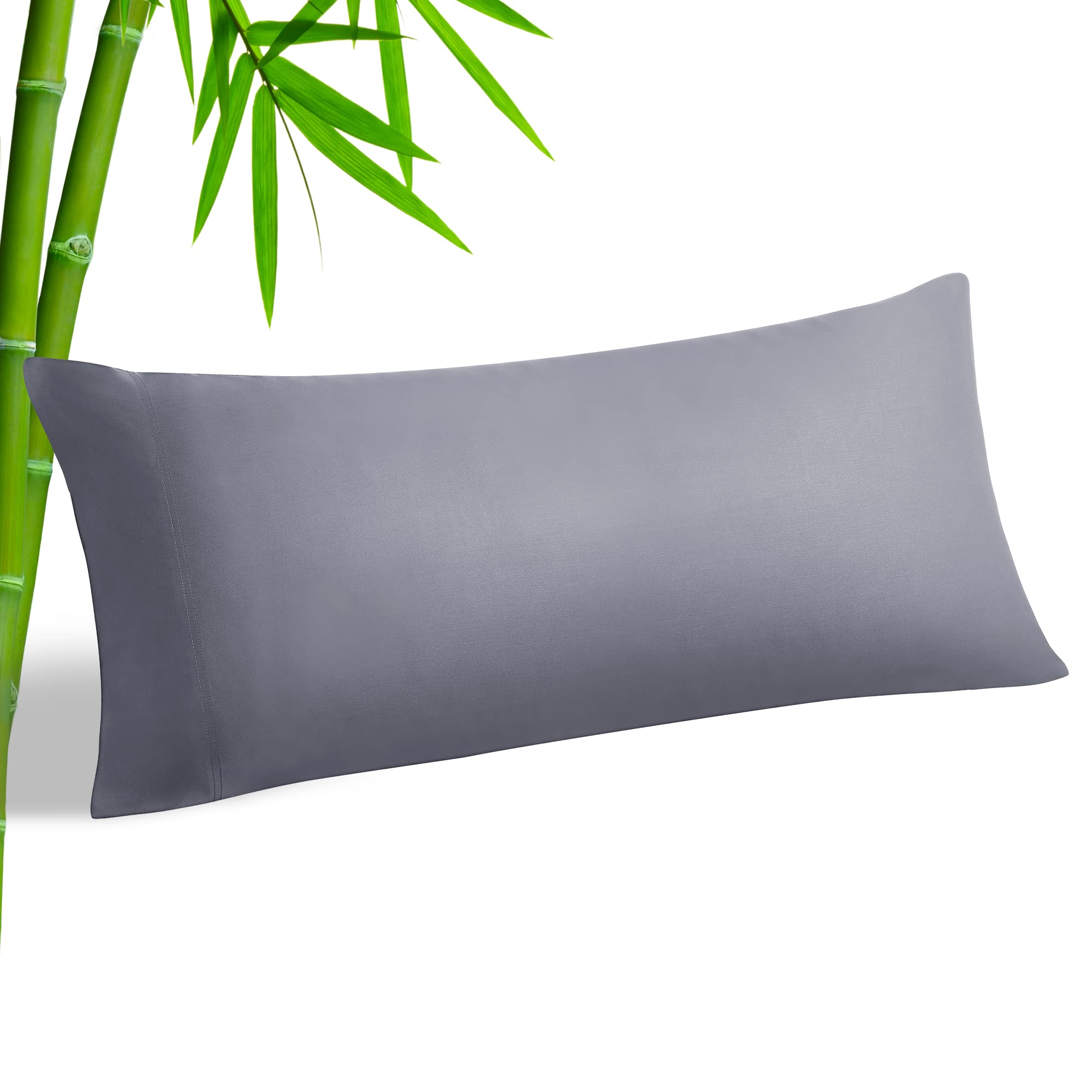 BEDELITE Body Pillow Cover, Rayon Made from Bamboo, Cooling Body Pillow Pillowcase for Hot Sleepers and Night Sweats, Breathable & Silky Soft Full Long Pillow Case Cover (Grey, 20x54 Inches)