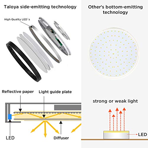 TALOYA 2 Pack LED Flush Mount Ceiling Light Black 5000K 8.9 Inch Round 18W=180W (Equivalent) Simple Lamp for Bedroom Hallway Low Ceilings Areas