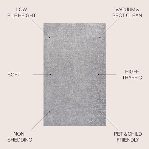 JONATHAN Y SEU100A-8 Haze Solid Low-Pile Indoor Area-Rug Casual Contemporary Solid Traditional Easy-Cleaning Bedroom Kitchen Living Room Non Shedding, 8 ft x 10 ft, Grey