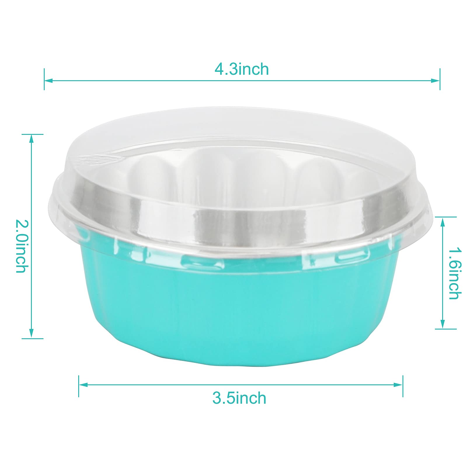 Beasea 8 oz 50 Pack Disposable Ramekins with Lids, Aluminum Cups for Baking Elegant Blue Aluminum Foil Cups Creme Brulee Muffin Cupcake Baking Cup Mini Pudding Cups for Party Wedding Birthday