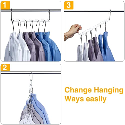 RWeLit Pack of 6 Magic Clothes Hangers Space Saving Hangers for Heavy Clothes Smart Closet Saver β Stainless Steel - Cascading Hangers Wardrobe Organizer Clothing Hanger Organizer Closet Space Saver
