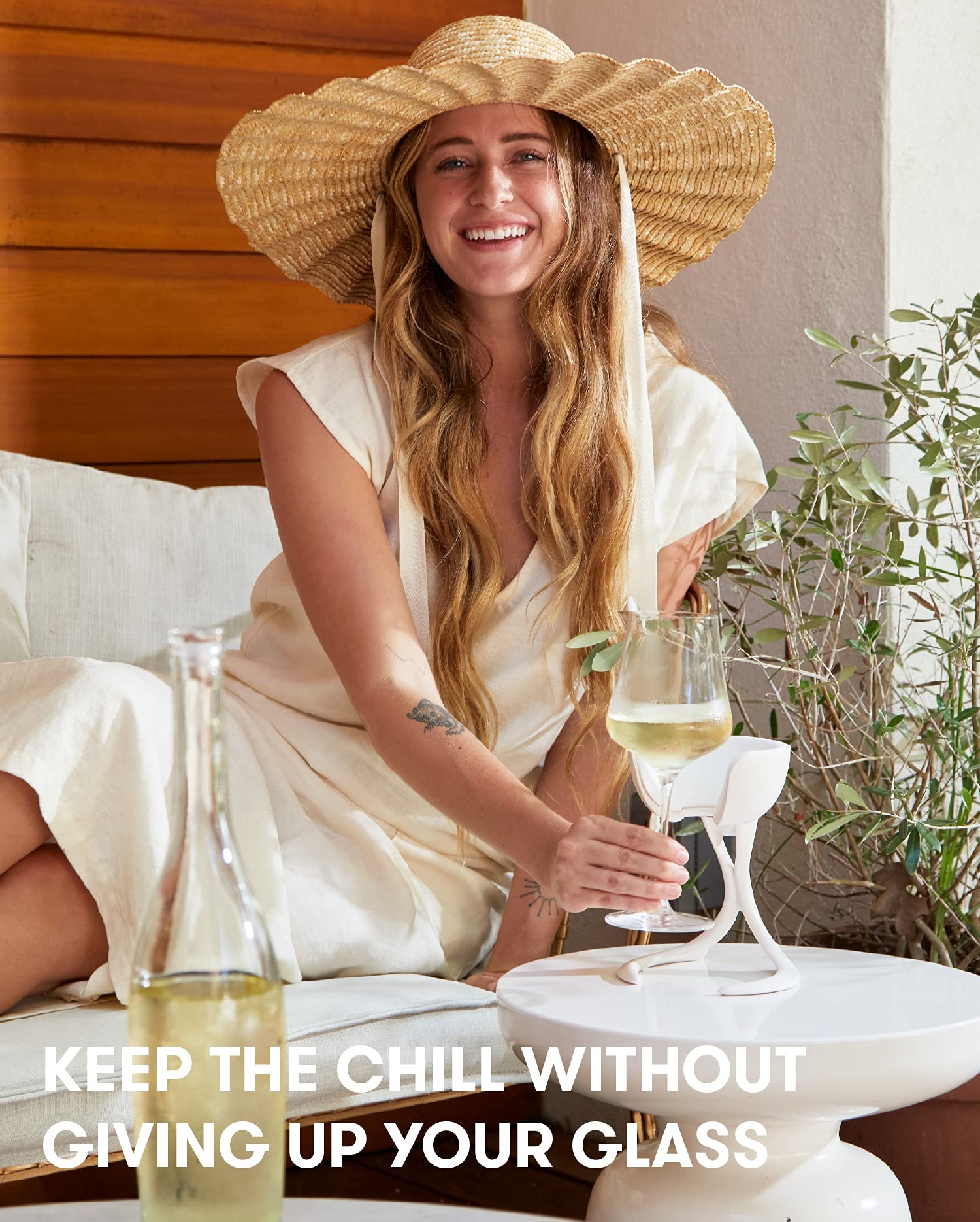VoChill Stemmed Wine Glass Chiller | Smart & stylish | Radically cool wine tool – keeps wine perfectly chilled in your glass | Refreezable Chill Cradle actively chills (Quartz, Single VoChill)