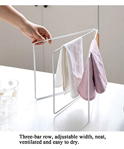 Jitejoe Home Kitchen Countertop Dishcloth Drying Rack, 3 Arms Folding Dishcloth Holder, Hand Towel Stand Rack, White Dishcloth Storage Rack Size 10.83 x 0.98 x 9.84 Inch (White Folding Rag Rack)