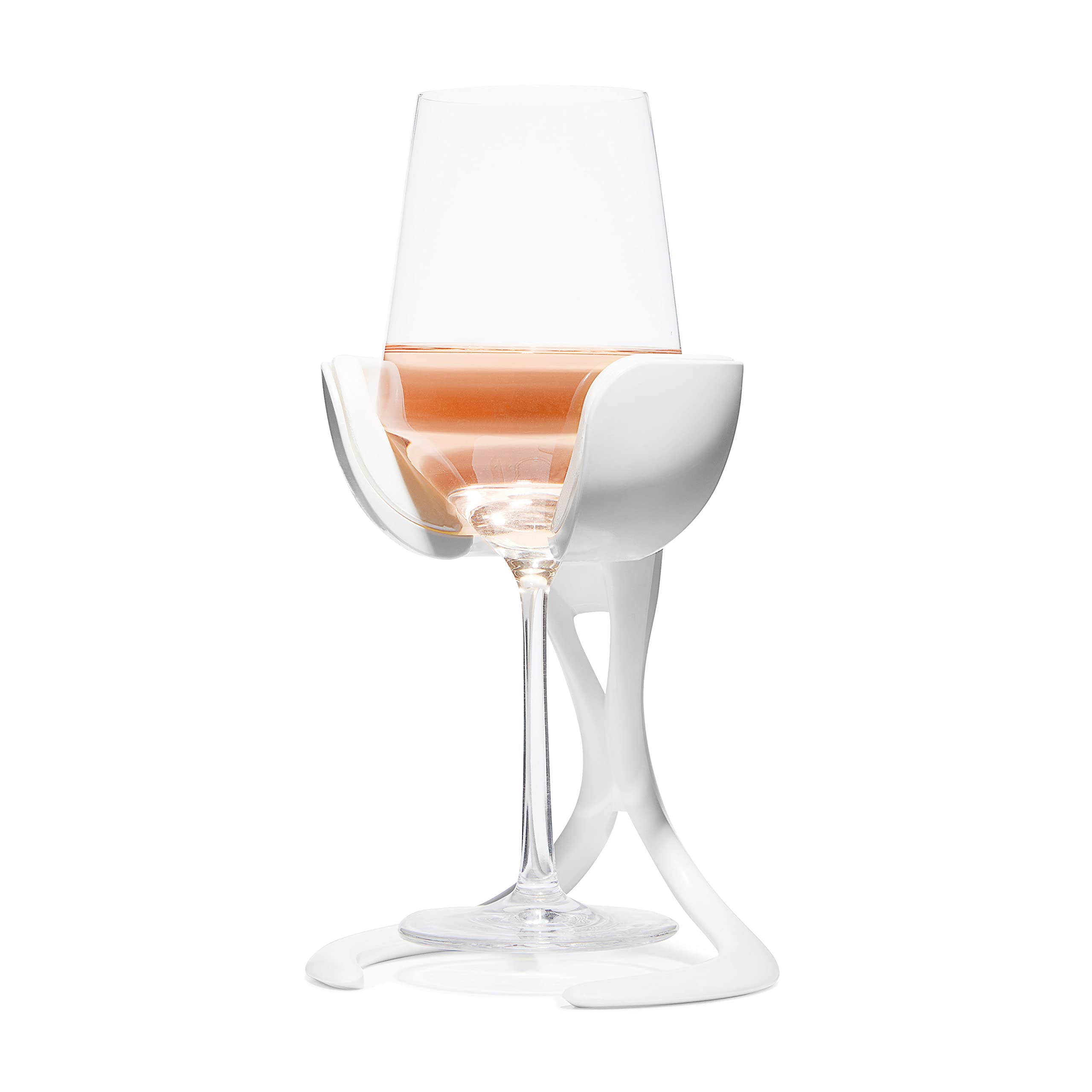 VoChill Stemmed Wine Glass Chiller | Smart & stylish | Radically cool wine tool – keeps wine perfectly chilled in your glass | Refreezable Chill Cradle actively chills (Quartz, Single VoChill)