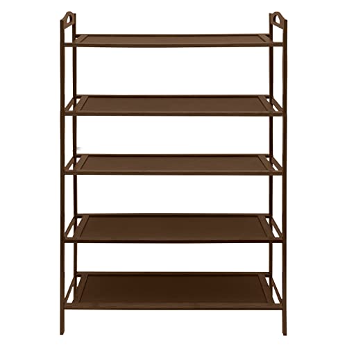 DNYSYSJ Bamboo Shoe Rack Organizer 5-Tier Shoe Shelf Storage Freestanding Shoes Shelf Stand for Entryway Hallway Closet (Brown)