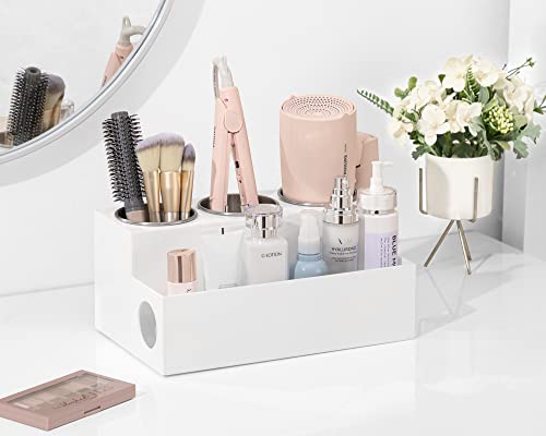 HBlife Hair Tool Organizer, White Acrylic Hair Styling Tools Organizer, Blow Dryer Holder, Caddy Storage for Hair Brush
