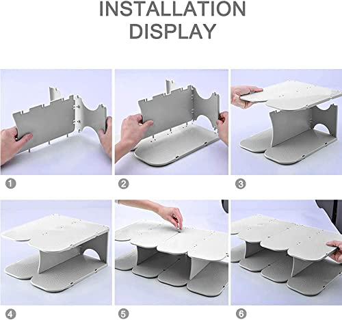 ACPOP Shoe Slots Organizer, Adjustable Shoe Rack,Better Stability Shoe Organizer,Shoe Stacker,Space Saver,Pack of 6,Grey
