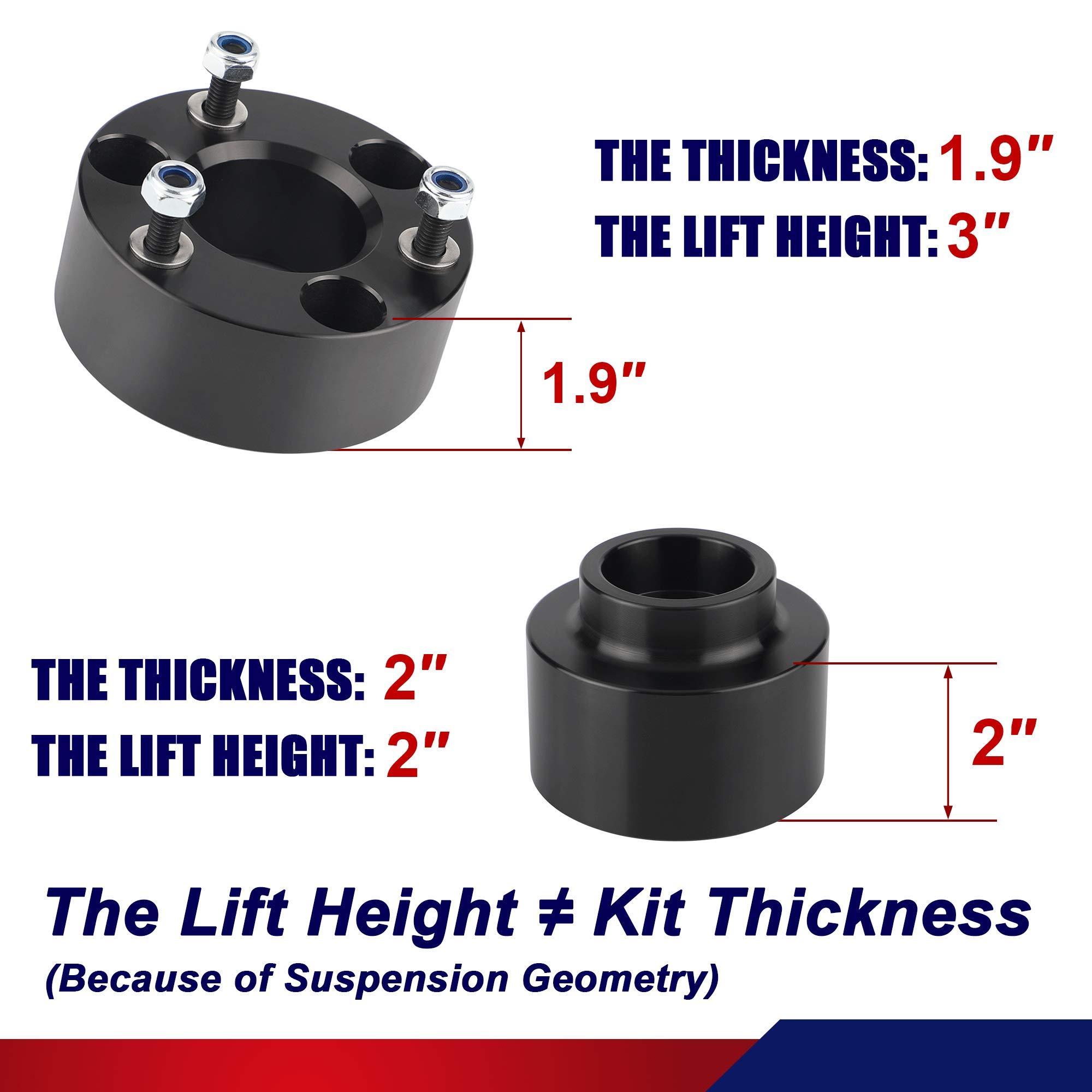3 inch Front 2 inch Rear Leveling Lift Kits for 2009-2024 Ram 1500 4WD 4X4 Only, 3 Inch Front Strut Spacers and 2 Inch Rear Lift Spacers for Ram 1500