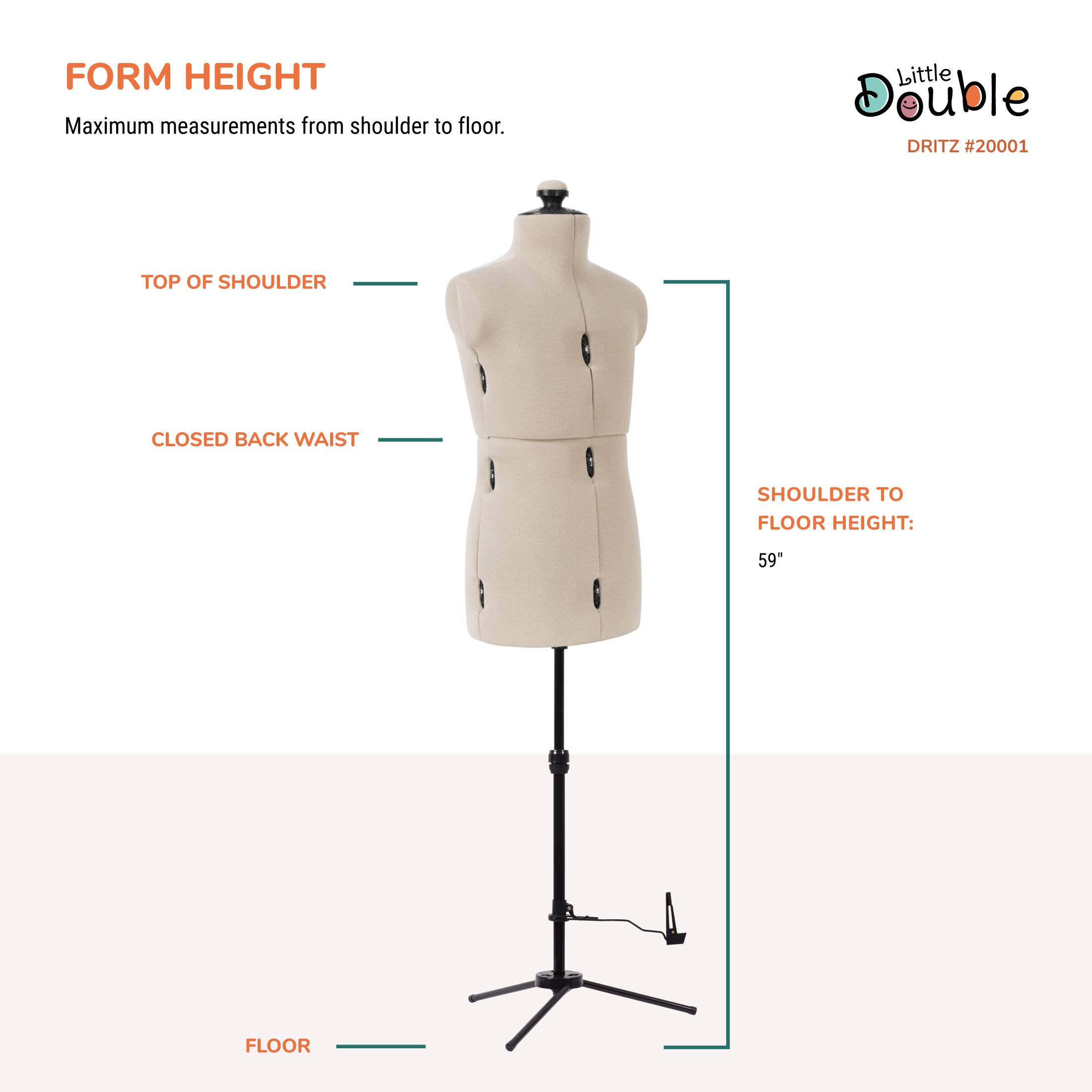 Dritz Little Double Adjustable Dress Form, Child, Beige - 20001