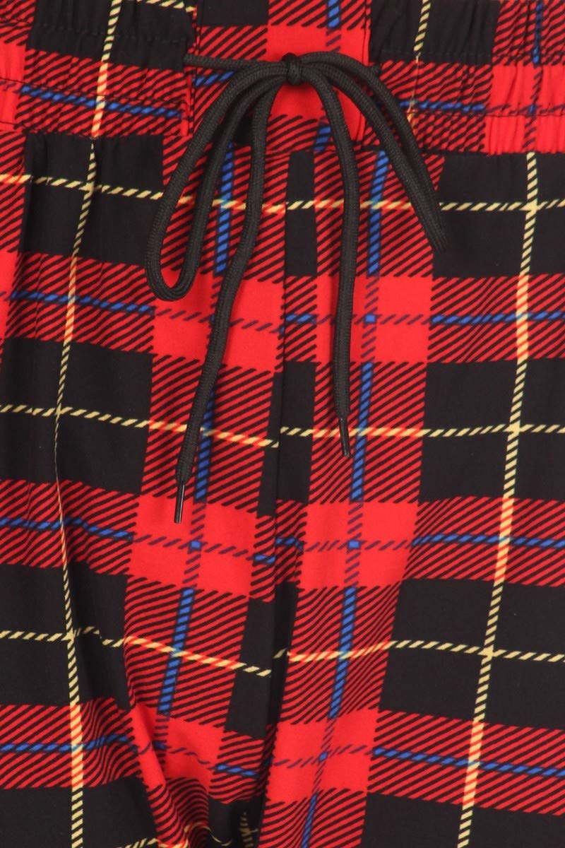 Leggings Depot JGA-S650-XL Holiday Plaid Print Jogger Track Pants w/Pockets, X-Large