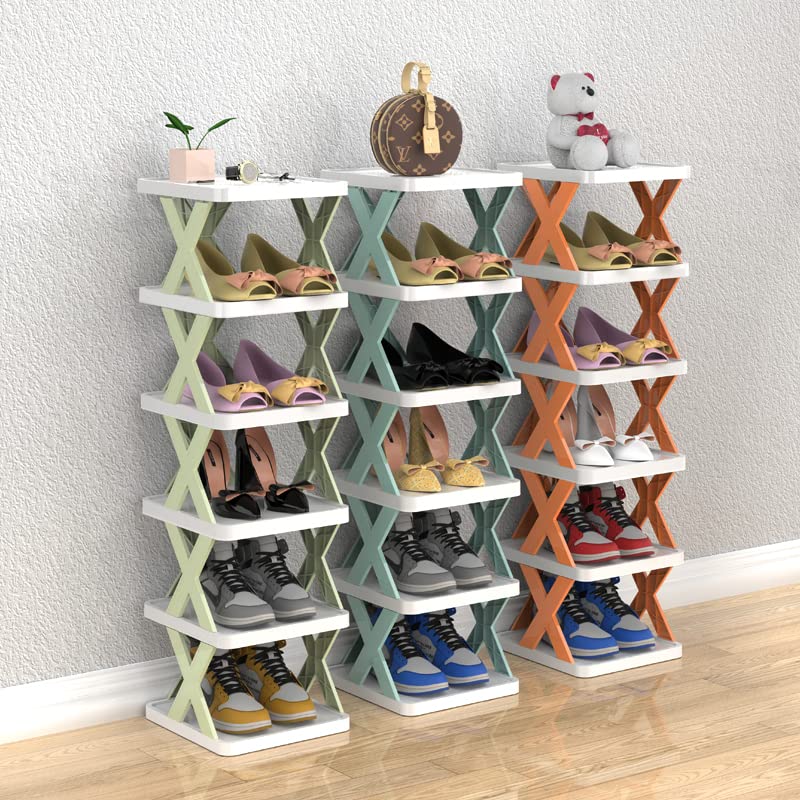 Lihebcen Shoe Storage, DIY 2-8Tier Shoe Rack Organizer Storage, Sturdy Shoes Shelf Storage Cabinet for Entryway Bedroom and Hallway (Green, 8-Tier)