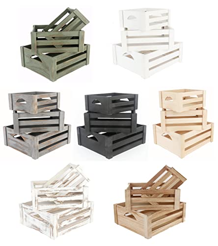 ITALIA Large, Size (L) 14.4 x 12.8 x 6.4 H (M) 12.4 x 10.8 x 5.6 H (S) 10.4 x 8.8 x 4.8 H 3 PC Nested, Solid Black,wood crates Multipurpose Wood Crafted
