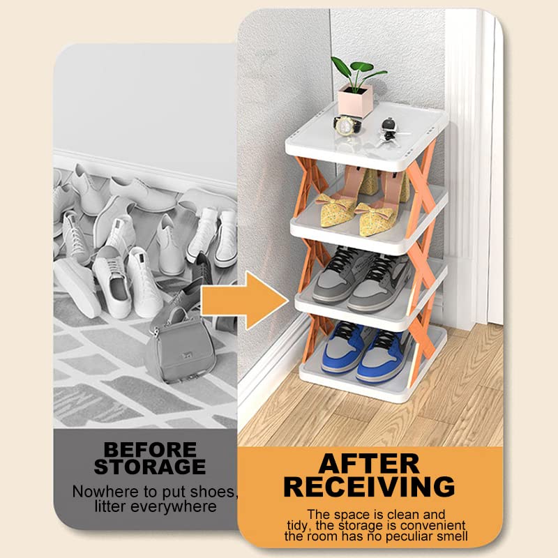 Lihebcen Shoe Storage, DIY 2-8Tier Shoe Rack Organizer Storage, Sturdy Shoes Shelf Storage Cabinet for Entryway Bedroom and Hallway (Green, 8-Tier)