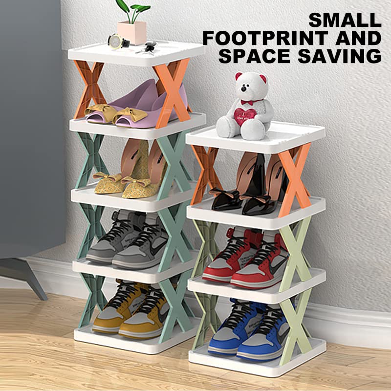 Lihebcen Shoe Storage, DIY 2-8Tier Shoe Rack Organizer Storage, Sturdy Shoes Shelf Storage Cabinet for Entryway Bedroom and Hallway (Green, 8-Tier)