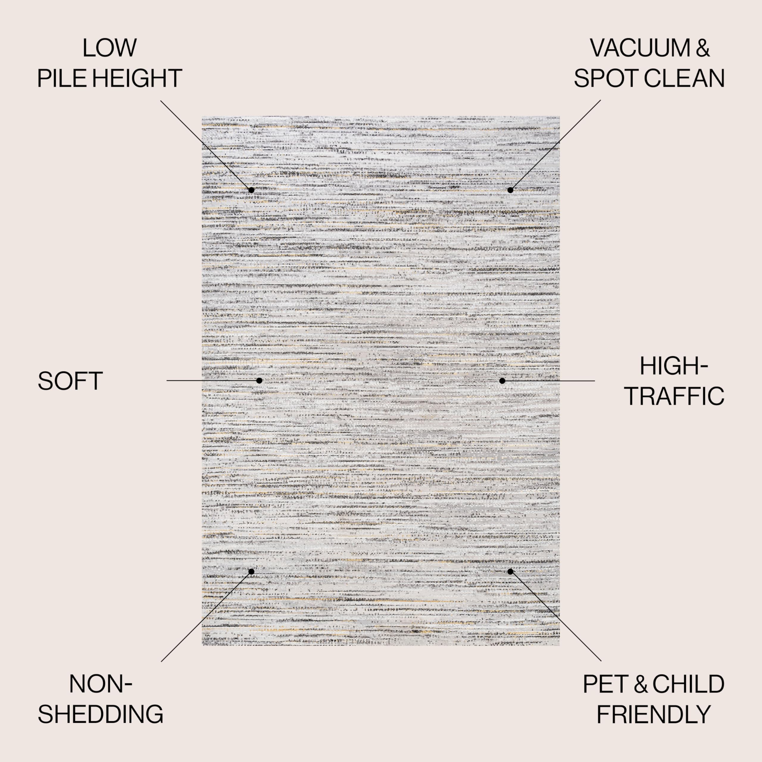 JONATHAN Y SOR200A-8 Loom Modern Strie' Indoor Area-Rug Solid Striped Casual Transitional Easy-Cleaning Bedroom Kitchen Living Room Non Shedding, 8 ft x 10 ft, Gray/Black
