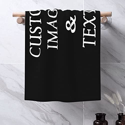 Custom Hand Towel, Personalized Soft Polyester-Cotton Face Towel Add Your Design Bath with Picture Text Logo Name for Home Outdoor Sports Gym Yoga, 27.5X16in