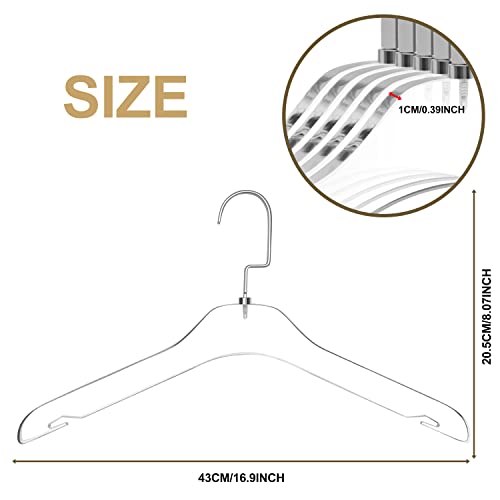 Quality Clear Acrylic Clothing Hangers β 5-Pack, Stylish Clothes Hanger with Silver Hooks - Coat Hanger for Dress, Suit - Closet Organizer Adult Hangers - Space Saving Cloth Hangers (Silver Hook, 5)