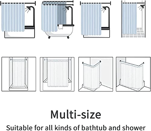 fnump 4 Pieces Bath Sets Retro Black Gold Greek Key Meander Shower Curtain Sets Anti-Slip Bath Rug Floor Mat Home Decor Waterproof Bath Curtain with 12 Hooks - 71" x 71"