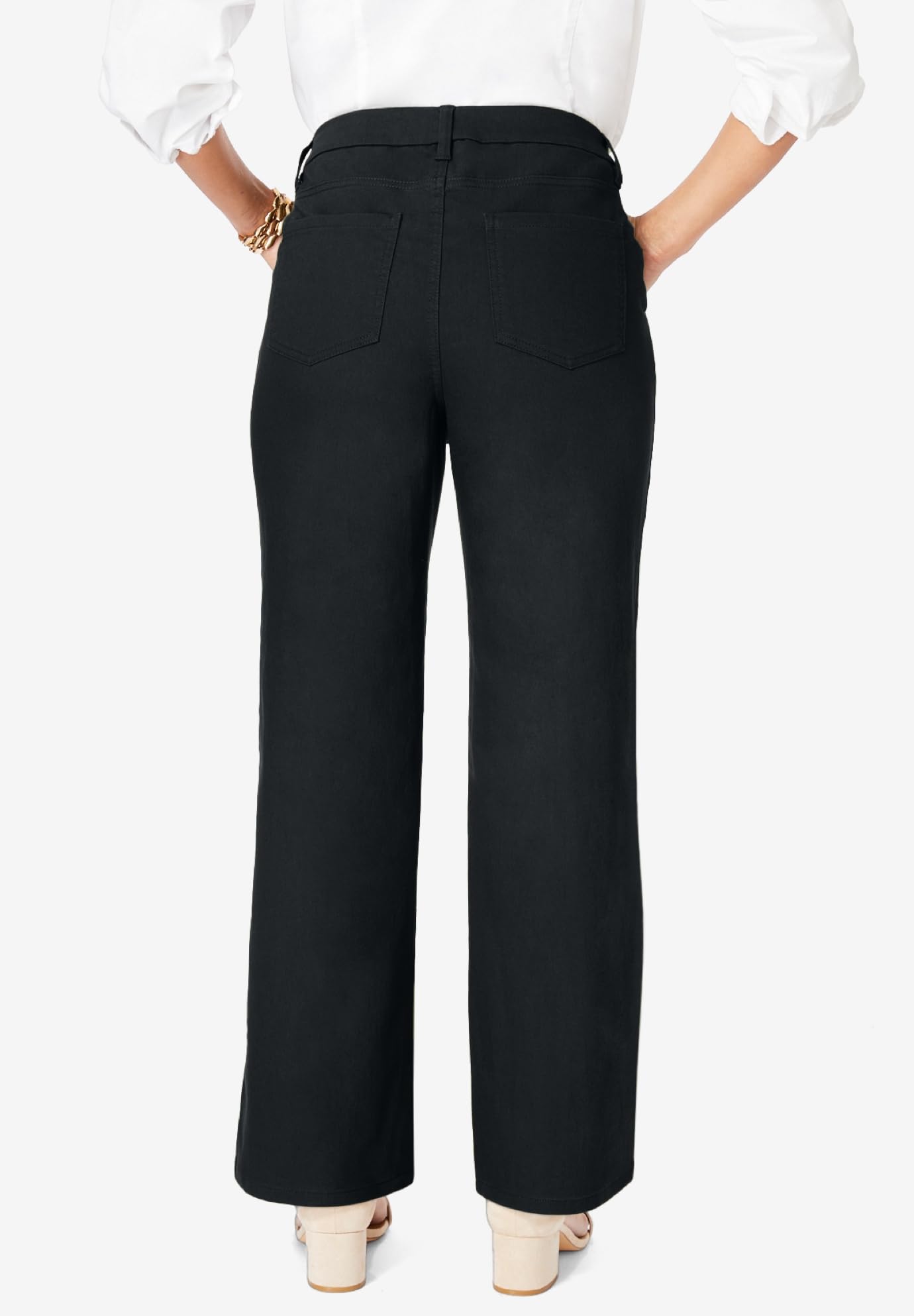 Jessica London Women's Plus Size True Fit Stretch Denim Wide Leg Jean - 22 W, Black