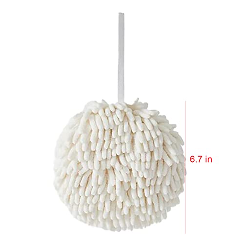 3Pcs Chenille Hand Towels Soft Absorbent Microfiber Hanging Hand Ball Drying Towels Wipe Hand Towel Fast Drying Cleaning Cloth for Kitchen Bathroom White Grey Blue