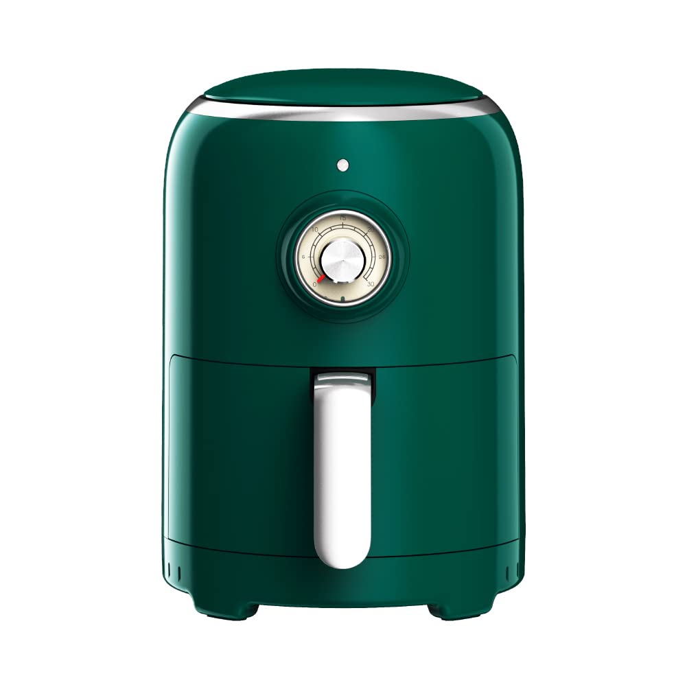 Aria Premium 2 Qt. Retro Style Ceramic Air Fryer, Dark Green/White Trim