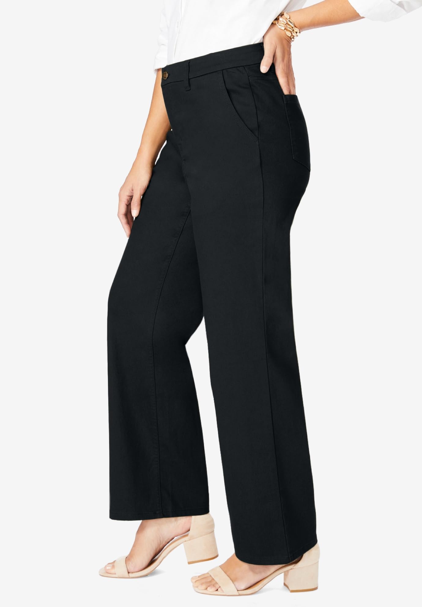 Jessica London Women's Plus Size True Fit Stretch Denim Wide Leg Jean - 22 W, Black