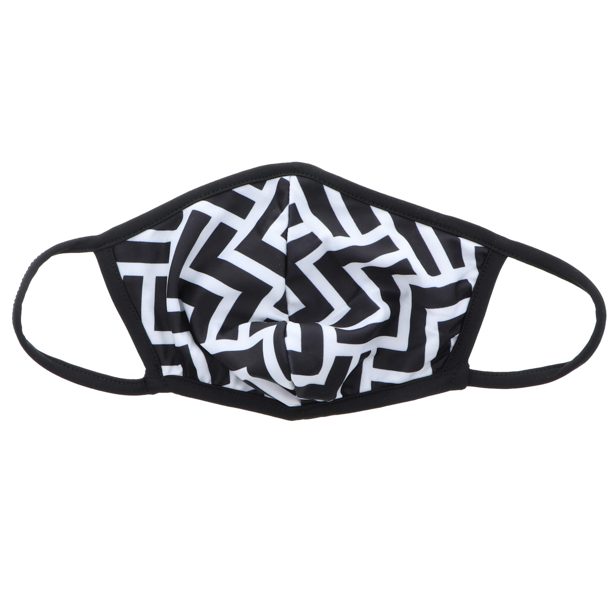 Motique Accessories Washable Double Layer Fun Print Fashionable Face Mask Reusable Teens and Adult - Black And White Chevron (Size 5)