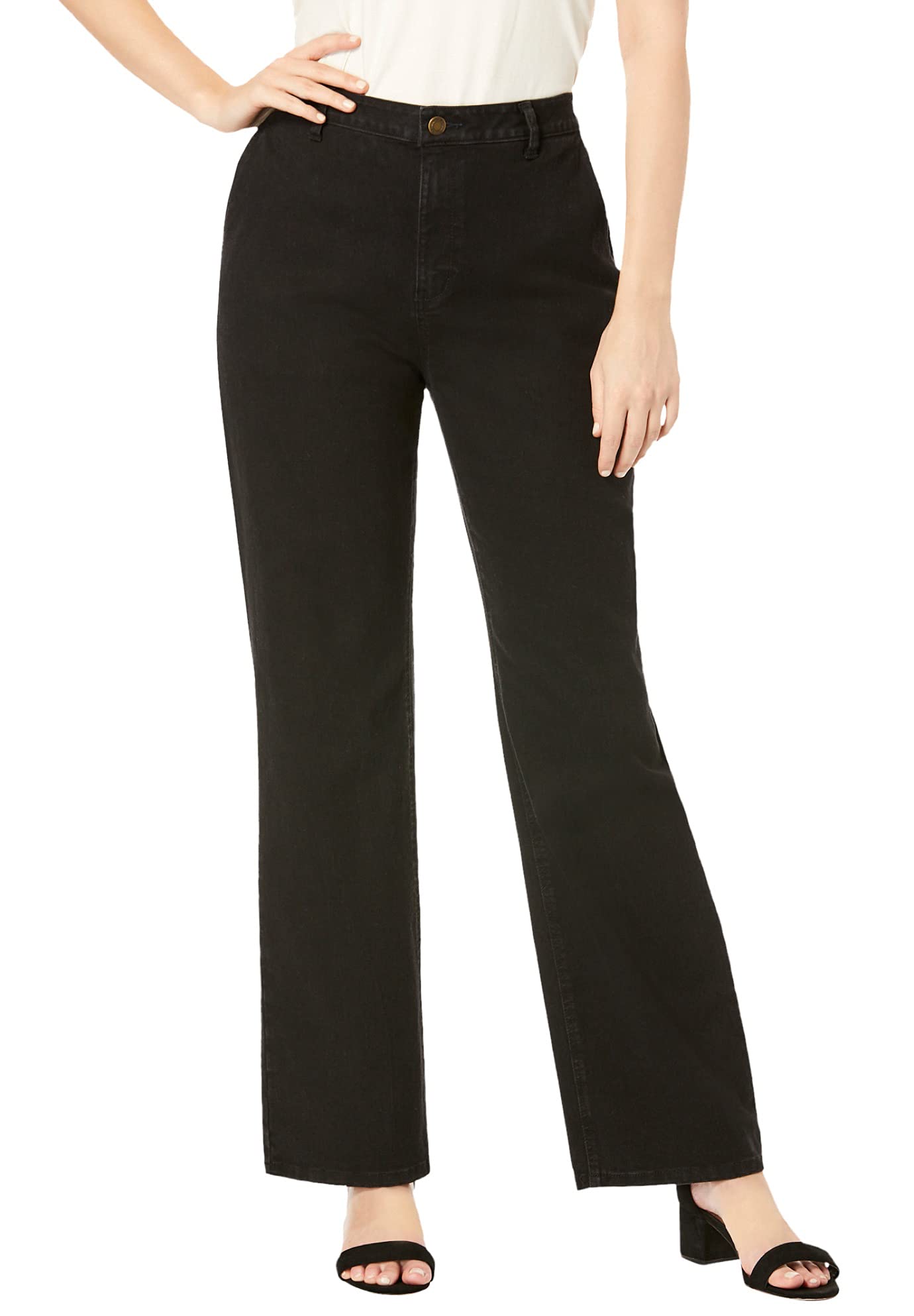 Jessica London Women's Plus Size True Fit Stretch Denim Wide Leg Jean - 22 W, Black