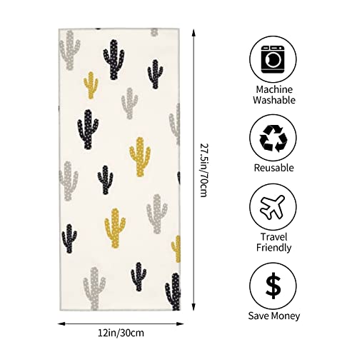Gold Black Cactus Hand Towel for Bathroom Kitchen Microfiber Fingertip Bath Towels 12 X 27.5 Inch Soft Decorative Home Hotel Gym Laundry Room