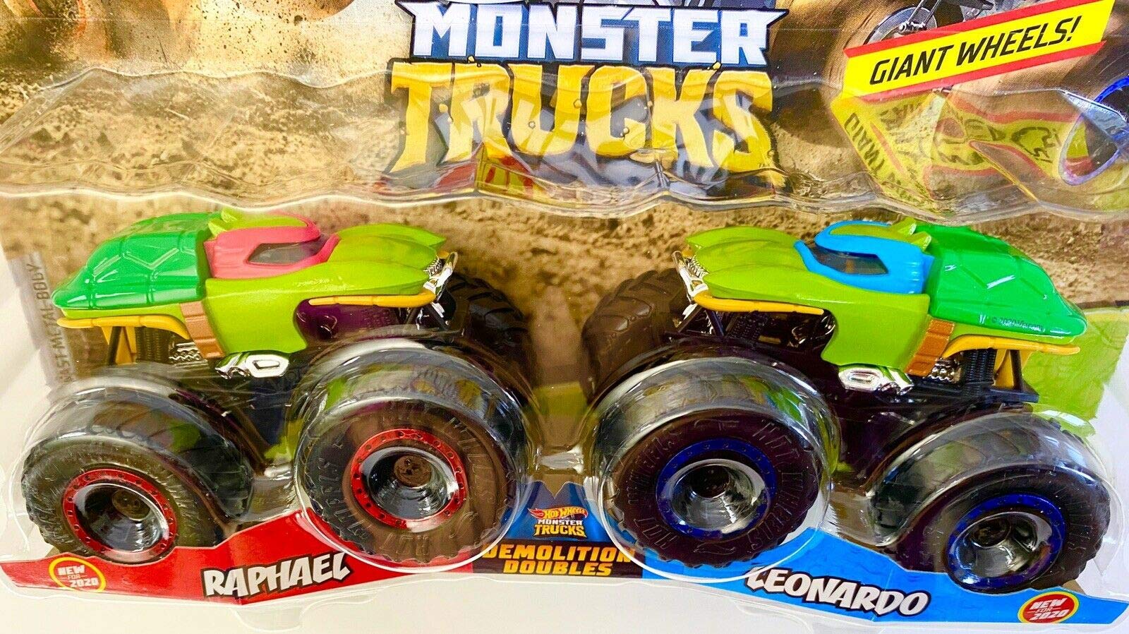 MATTL Hot Wheels Monster Trucks 2020 Demolition Doubles 1:64 Scale TNMNT Raphael & Leonardo