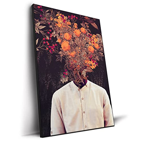 Surreal Flower Head Wall Art by Frank Moth - BIG Wall Décor - 40''x60'', Black