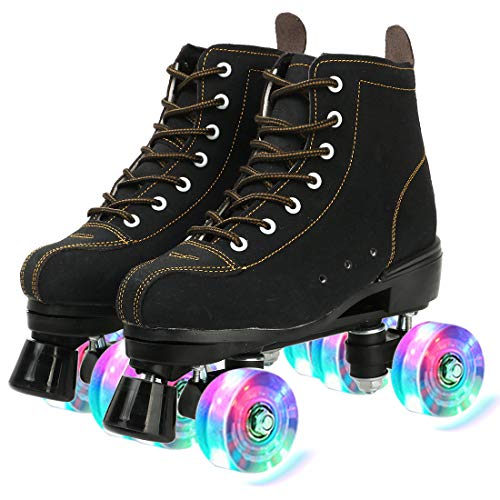 Comeon Classic Women Roller Skates,Unisex High-top 4 Wheel Roller Skates Double Row Roller Skates for Boys and Girls