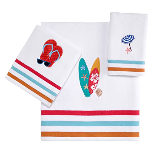 Avanti Linens - Hand Towel, Soft & Absorbent Cotton Towel (Surf Time Collection, White)