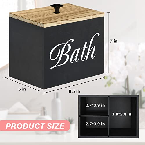 Tampon Storage Bathroom Container with Lid, Tampon Holder for Bathroom, Countertop Organizer Storage Box Tampons and Pad Organizer, Wood Movable Partition Feminine Product Organizer for Cosmetics