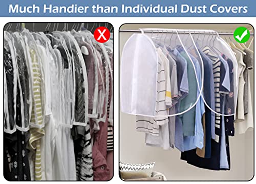 SLEEPING LAMB Hanging Closet Cover for Storage Dustproof Shoulder Cover Garment Protector for Clothes, Coats, Suits, Dresses, 2 Pack, White