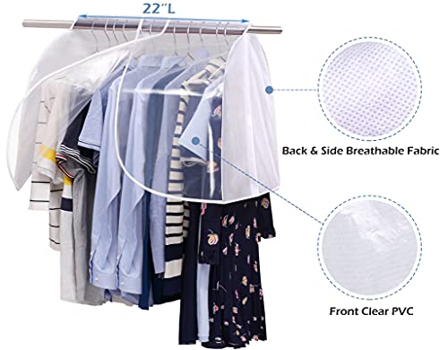 SLEEPING LAMB Hanging Closet Cover for Storage Dustproof Shoulder Cover Garment Protector for Clothes, Coats, Suits, Dresses, 2 Pack, White