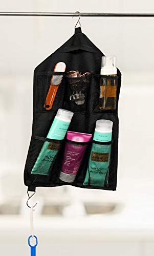 Home-X Hanging Mesh Pockets Organizer-Over the Door Hook-Shampoo Shower Organizer-Closet Caddy-6 Pockets House Organization and Storage-Black