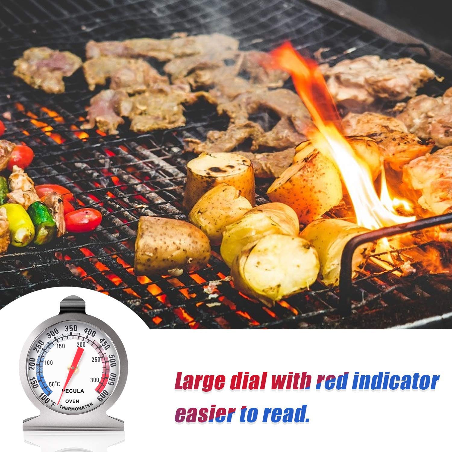 Oven Thermometer 2 Pack 50-300°C/100-600°F, Oven Grill Fry Chef Smoker Thermometer Instant Read Stainless Steel Thermometer Kitchen Cooking Thermometer
