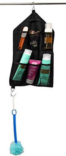 Home-X Hanging Mesh Pockets Organizer-Over the Door Hook-Shampoo Shower Organizer-Closet Caddy-6 Pockets House Organization and Storage-Black