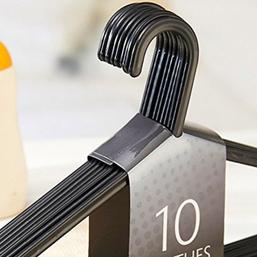10 Pcs Hangers, Space Triangles for Hangers Wet or Dry Adult Black Multifunctional Plastic Clothes Hanger with Hook(Black)
