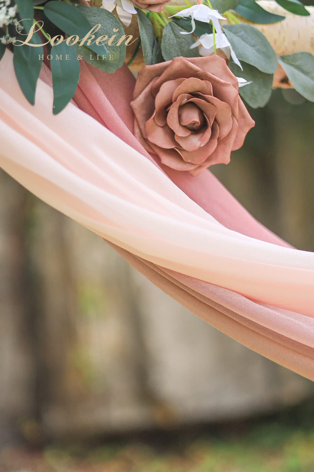 Lookein Arch Drapes for Wedding Party Reception Backdrop Wedding Arbor, 3 Panels 30" Wide 6.5 Yards, Blush& Dusty Rose& Mauve