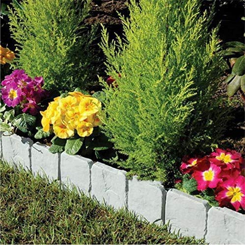 RZMY 40Pcs Garden Edging Border,DIY Stone Effect Plastic Palisade Fence Gray Decorative Flower Bed Interlocking Outdoor Lawn Border(32.8')